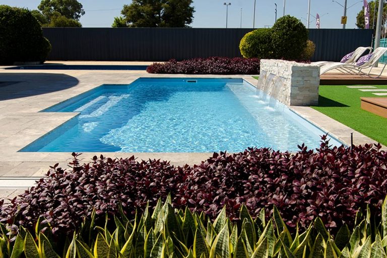 Amalfi Large Fibreglass Pool - 9m x 3.6m | Pool Colour : Hamptons Blue ...